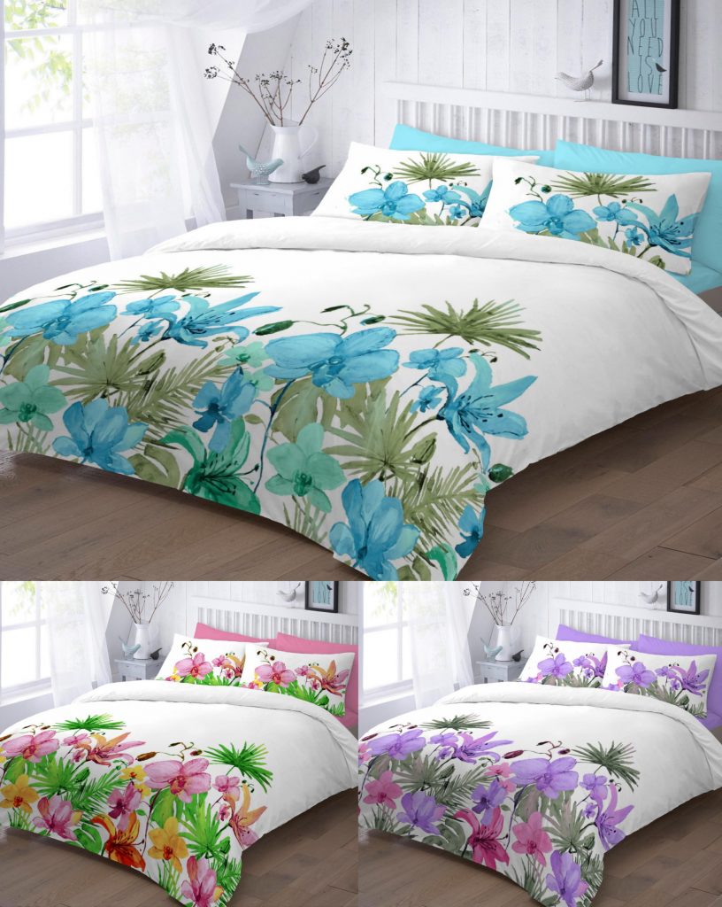Lily Flowers Printed Duvet Cover Floral Bedding Set – LinenStar