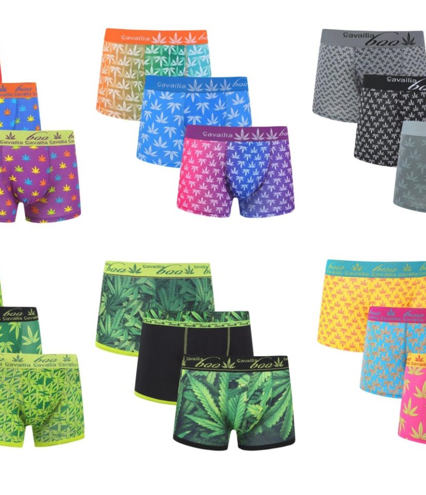 Men's Weeds leaves 3 Pack Boxer Shorts Cotton Rich Underwear Assorted ...